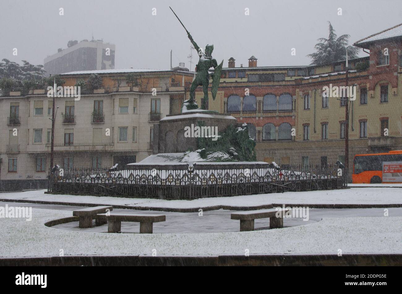 Famous bronze statue of the warrior in Piazza Monumento made by the ...