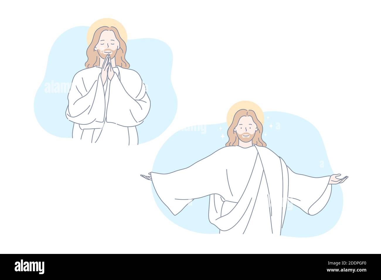 Jesus, Bible, christianity, pray set concept. Jesus Christ prays for ...