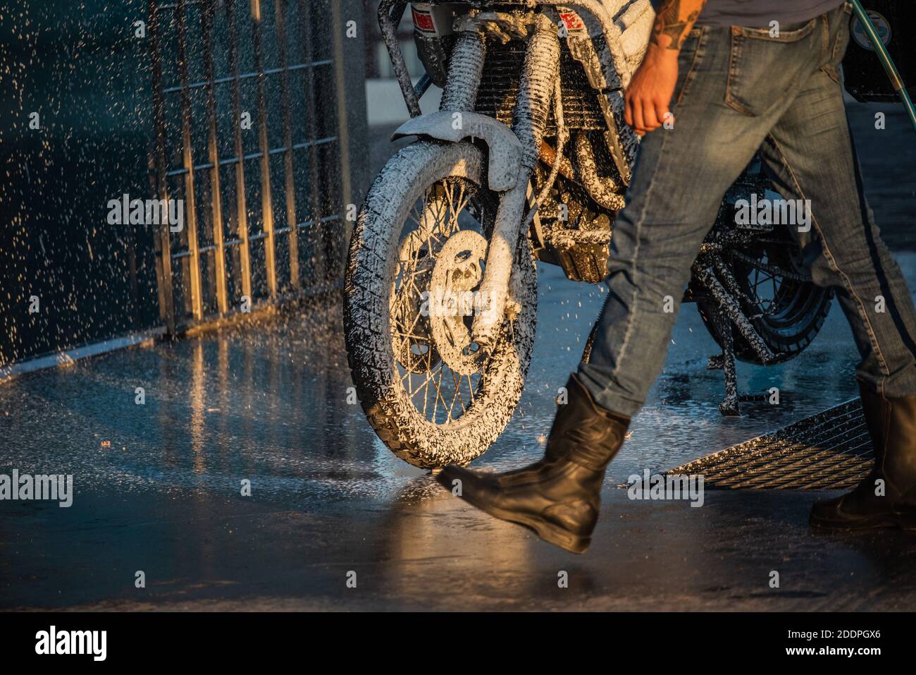 Motorbike washing series. Motorcycle wash Stock Photo - Alamy
