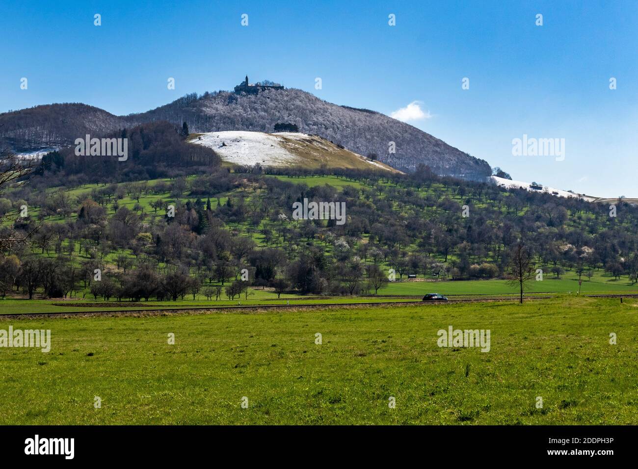 Castle Teck with fresh snow, Germany, Baden-Wuerttemberg Stock Photo ...