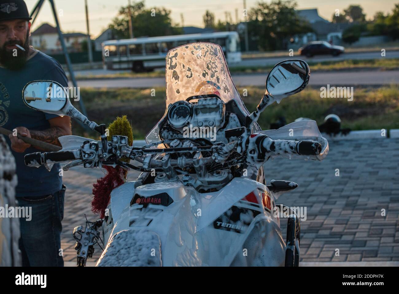 Motorbike washing series. Motorcycle wash Stock Photo - Alamy