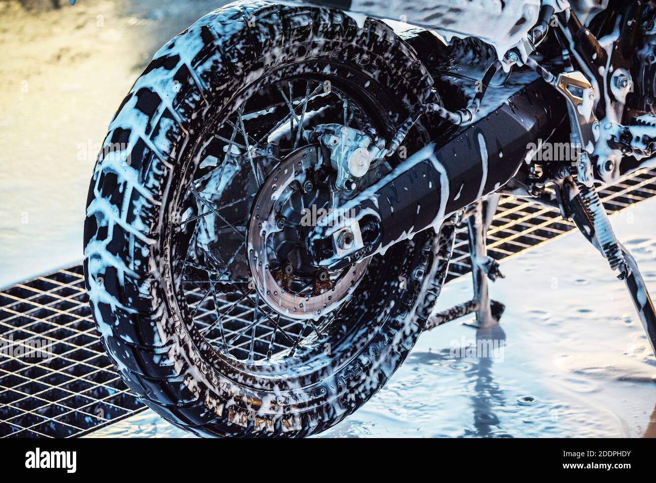 Motorbike washing series. Motorcycle wash Stock Photo - Alamy