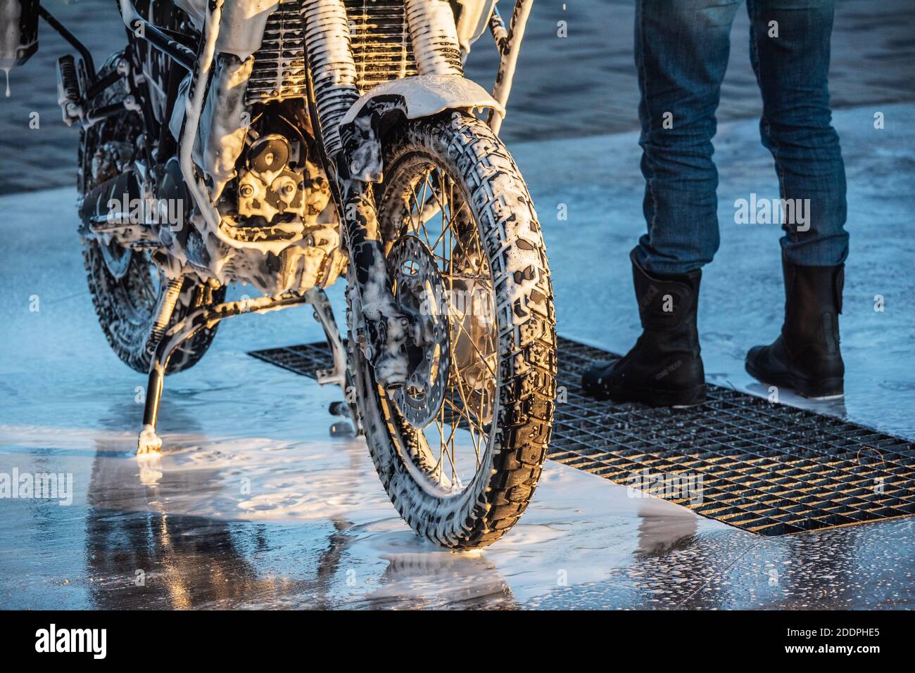 Motorbike washing series. Motorcycle wash Stock Photo - Alamy