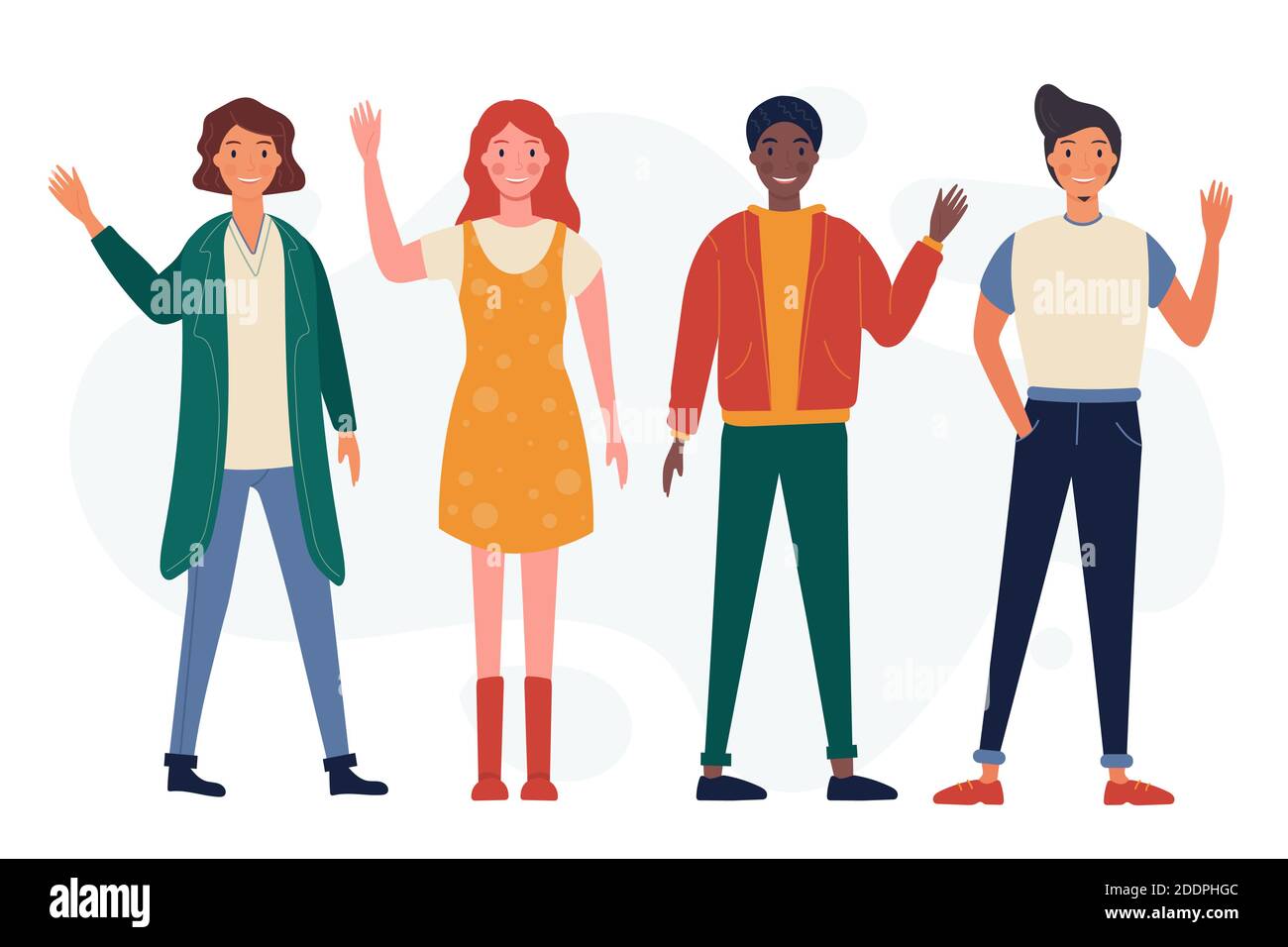 Young people waving hand pack Vector illustration Stock Vector Image ...