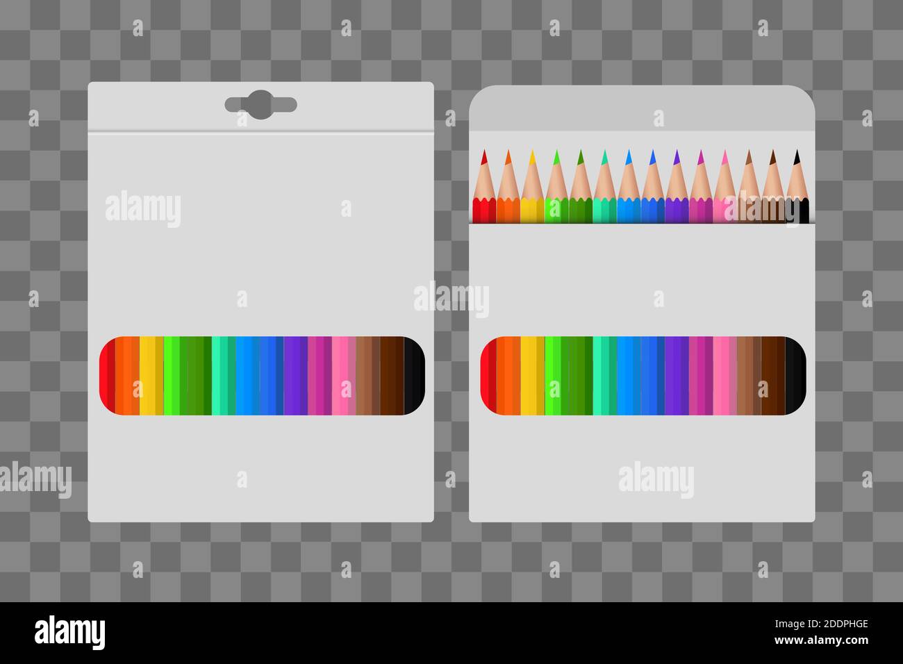 Colored pencil in a white package. Template design, clipart or layout ...