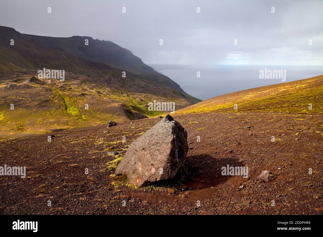 Landscape at the Tindastoll with view to the Skagafjoerdur, Iceland ...