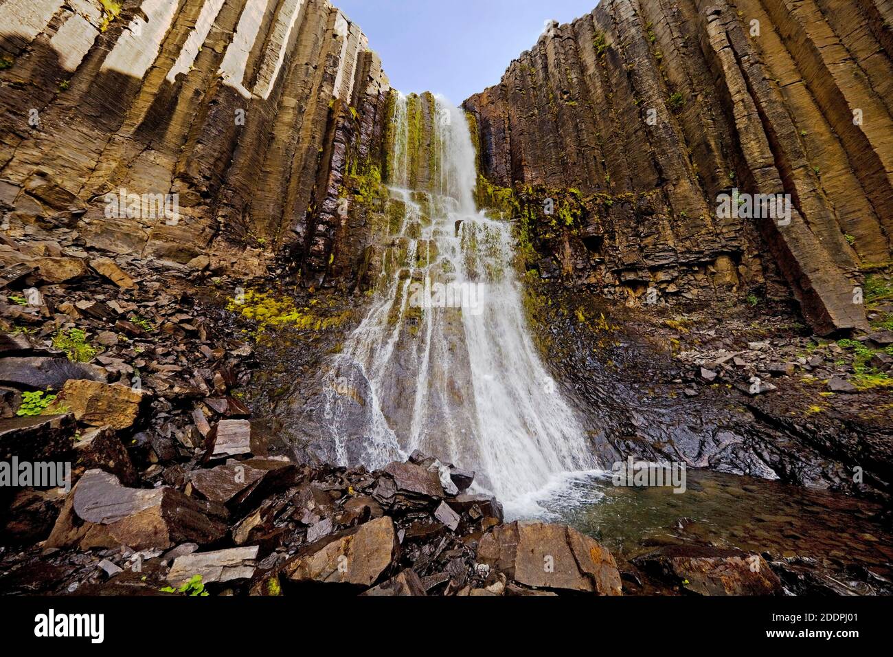 waterfall with basalt columns, Studlagil canyon, Iceland, East Iceland ...