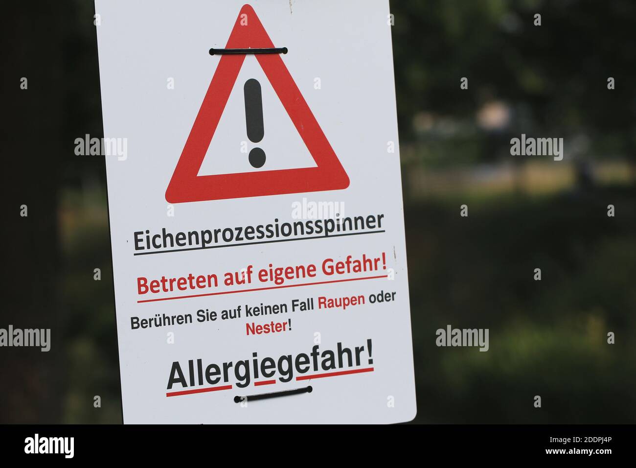 Oak processionary moth warning sign hi-res stock photography and images ...