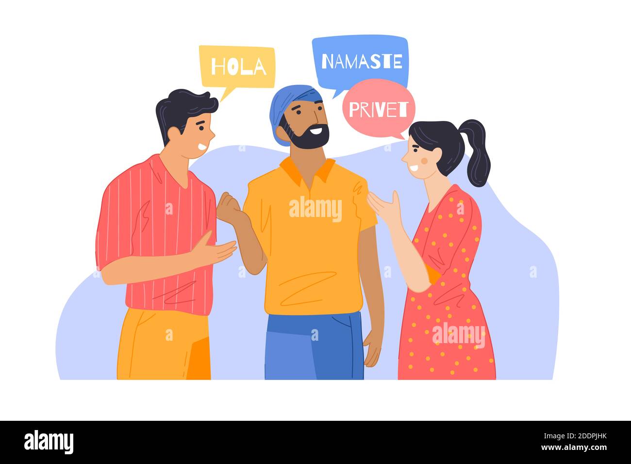 Illustration of friends talking in different languages Vector ...