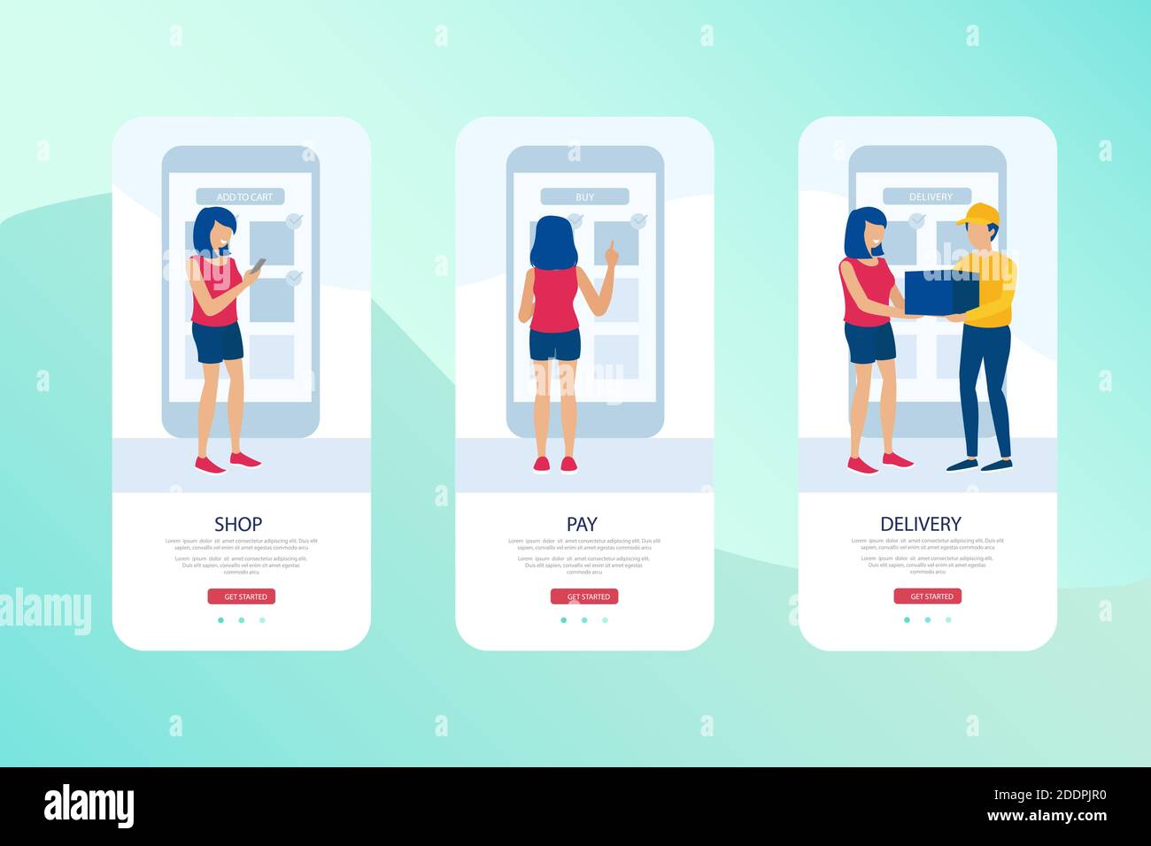 Shop online and delivery mobile interface design Vector illustration ...