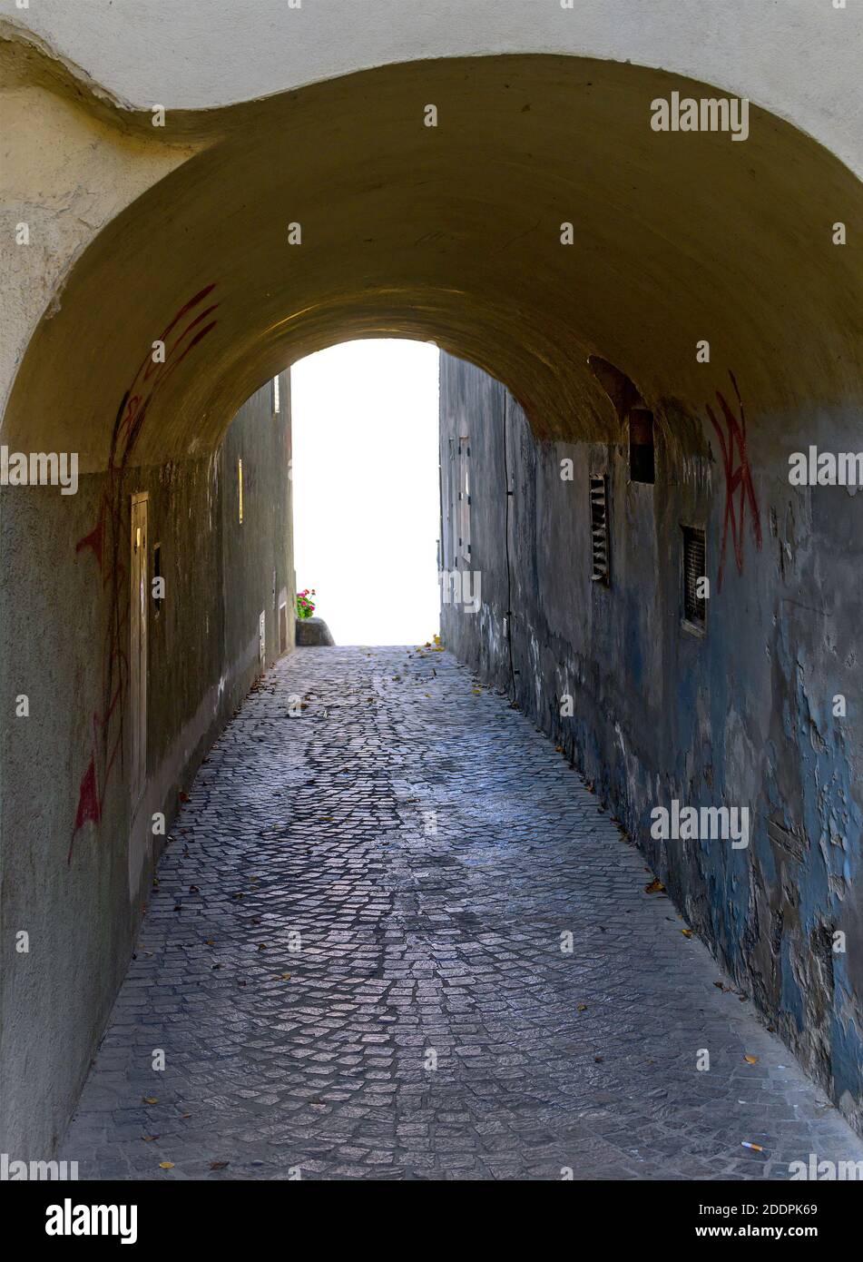 view through a small old house passage Stock Photo - Alamy