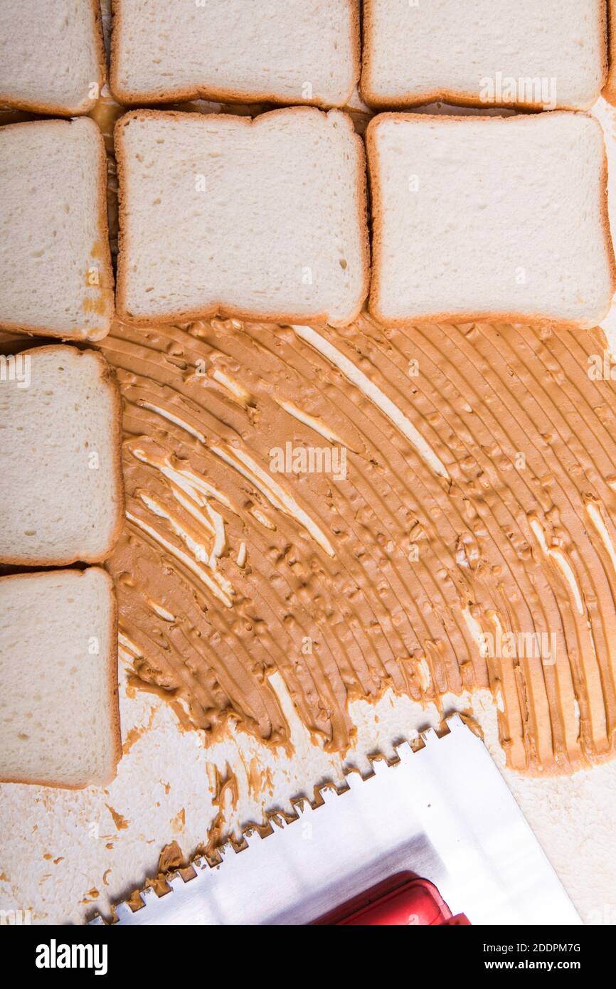 Architect bread with peanut butter character and toasts. Toast - tiles ...