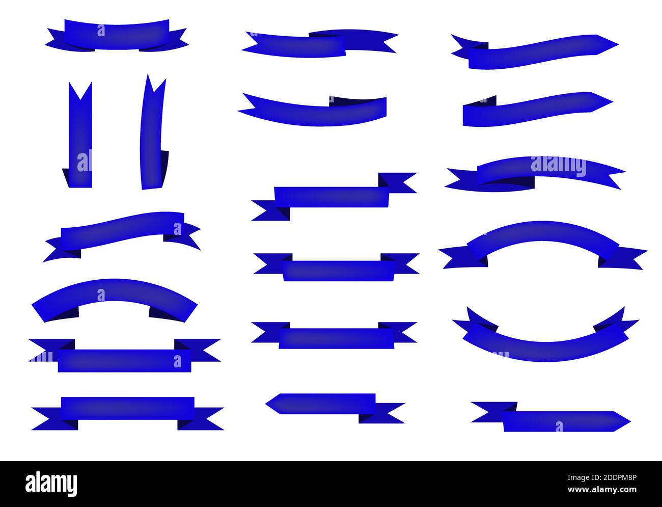 Set of blue ribbons. Ribbon banner set. Isolated on a white background ...