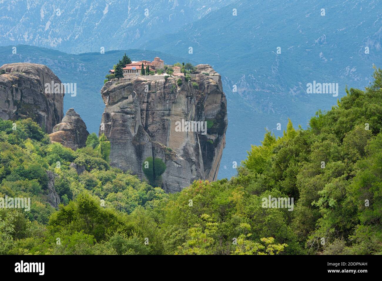 A beautiful shot of the Meteora rock formations on a sunny day in ...
