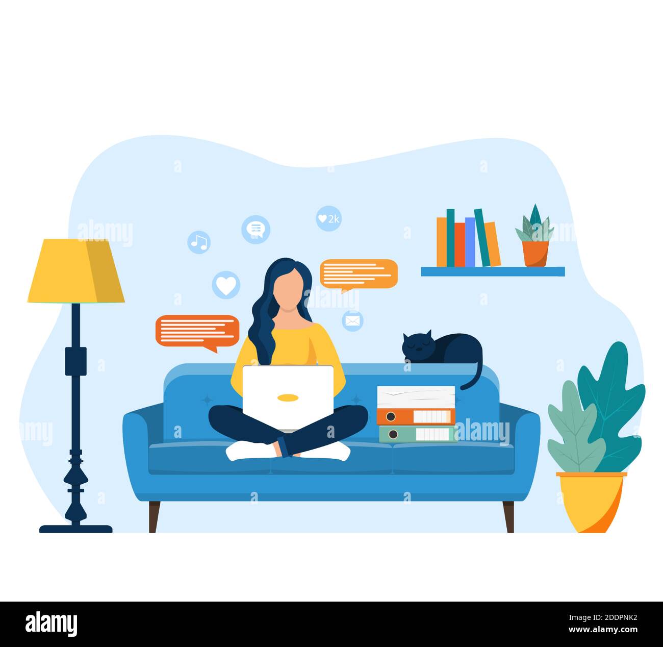 Woman sitting table work Stock Vector Images - Alamy