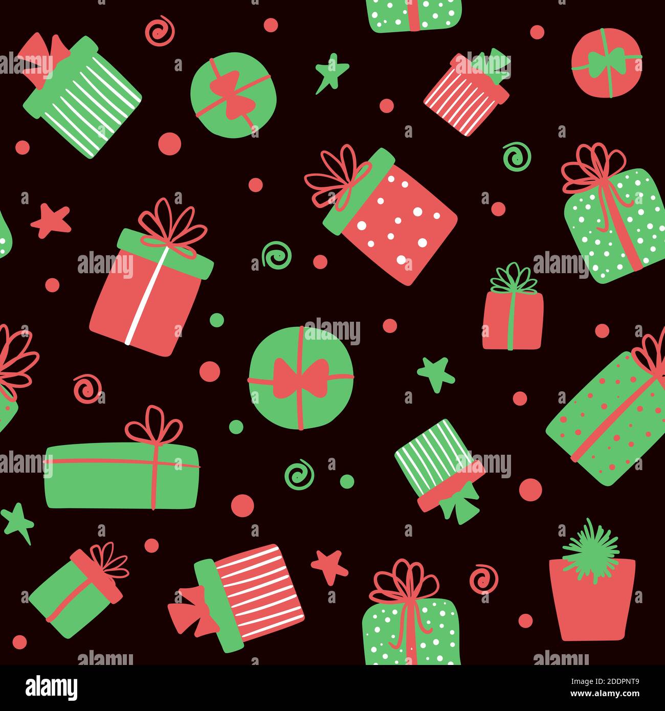 Christmas seamless pattern with gift boxes. Vector cute festive dark ...