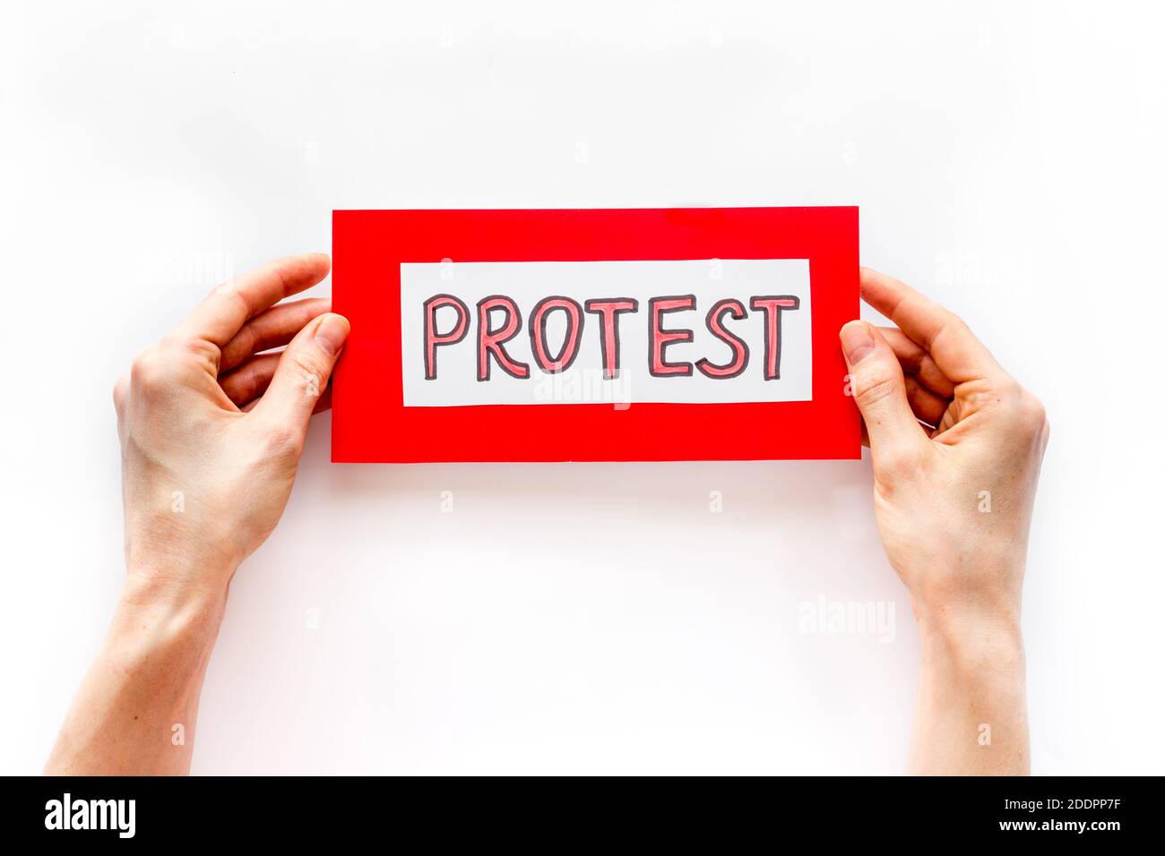 Protest sign concept. Word Protest on paper banner, top view Stock ...
