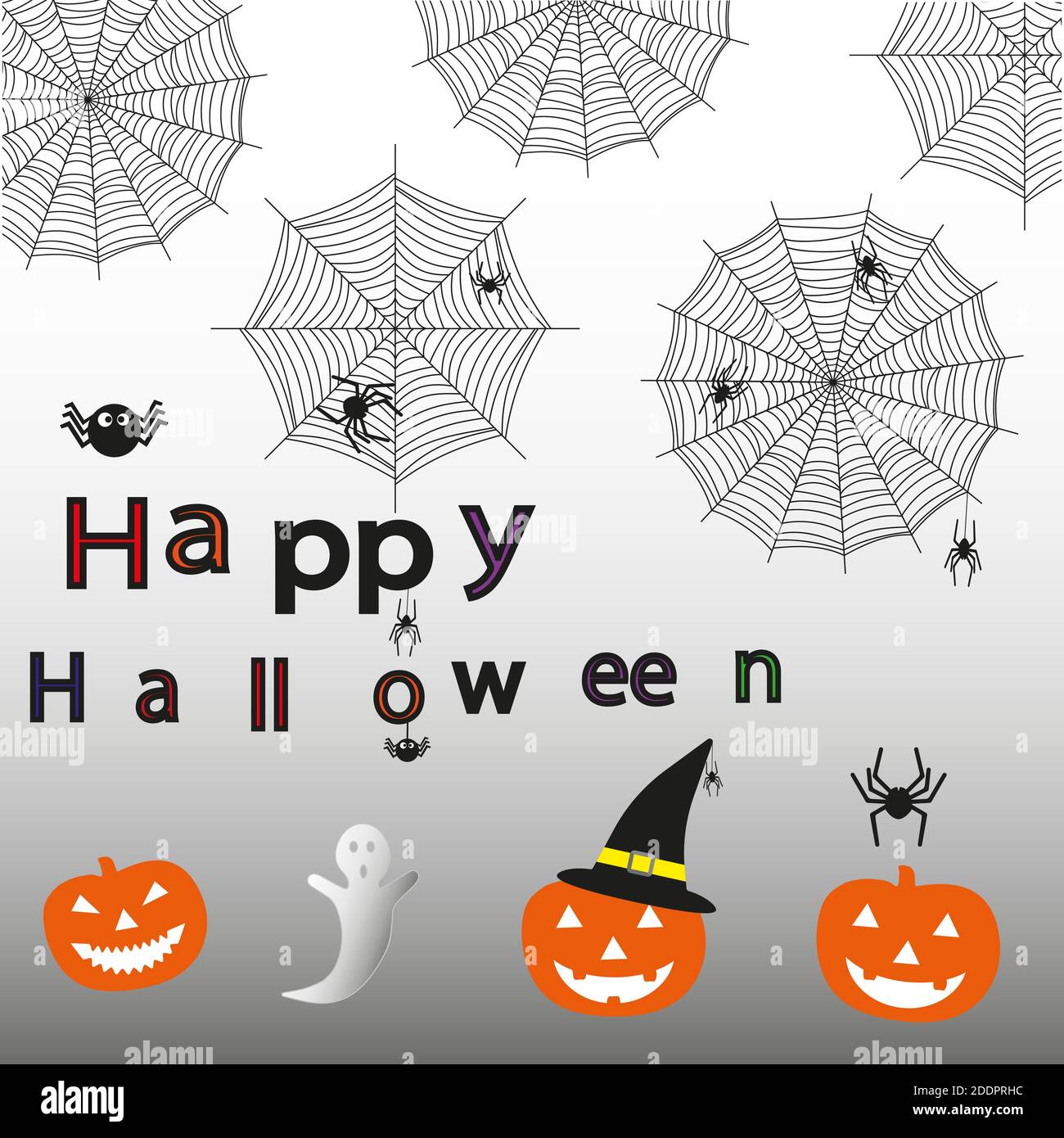 Set of icons for halloween. Halloween spiderweb border with hanging ...