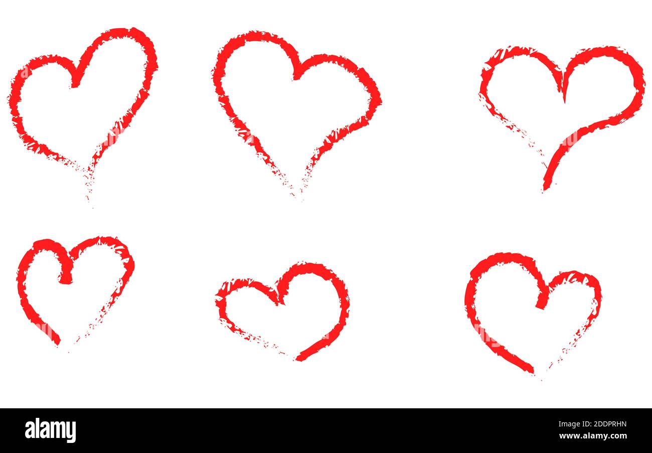 Set of hearts, 6 pieces isolated on a white background. Vector Stock ...