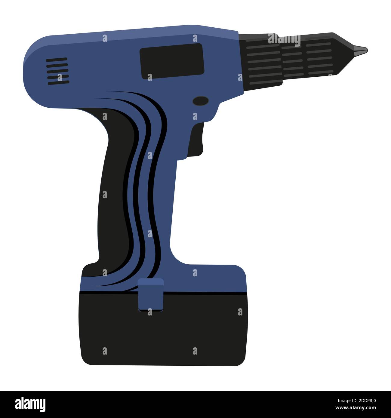 Screwdriver drill, flat style. Isolated on white background. Hand-held ...