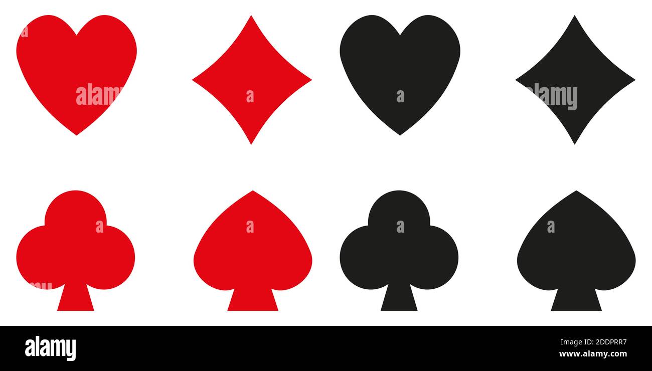 Set of playing card suits. Flat style. Isolated on a white background ...