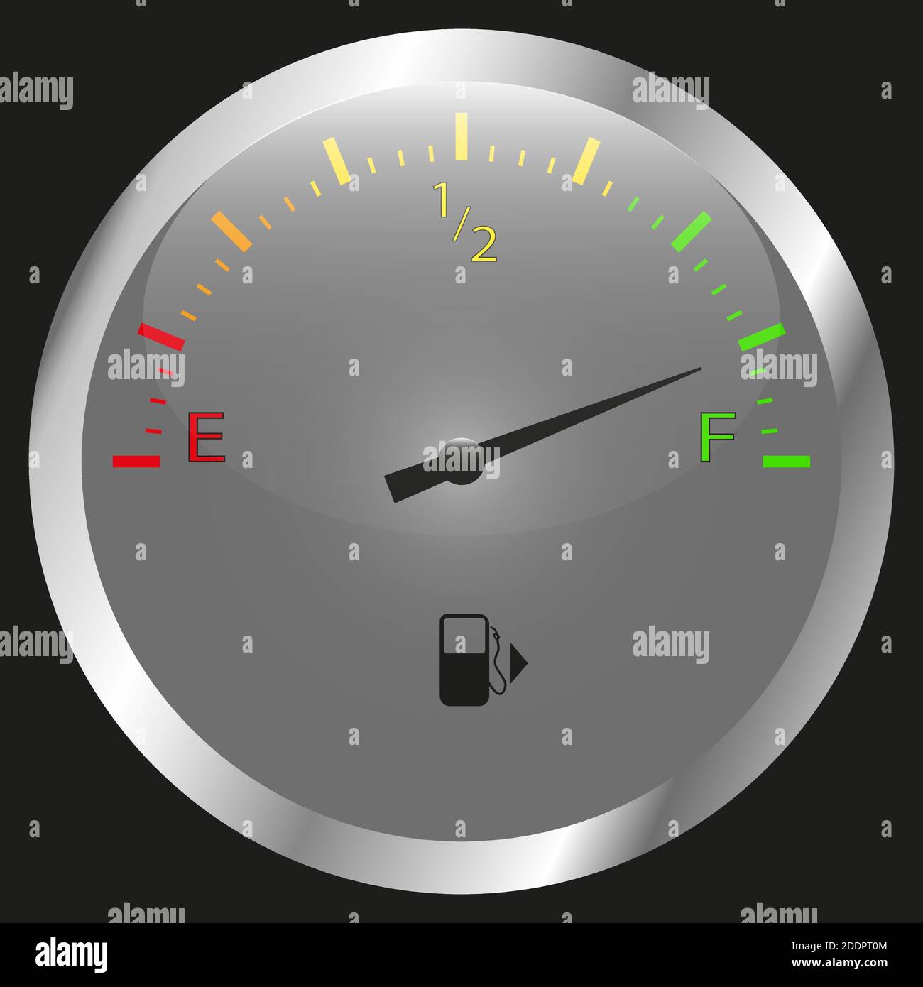 The round fuel gauge is realistic. Detail of the dashboard of a ...