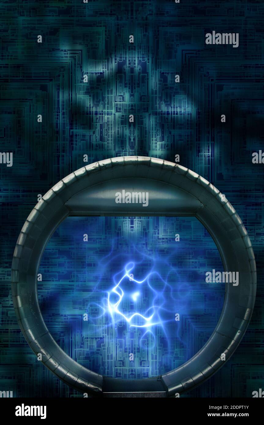 science fiction background with a gate and energy behind it Stock Photo ...