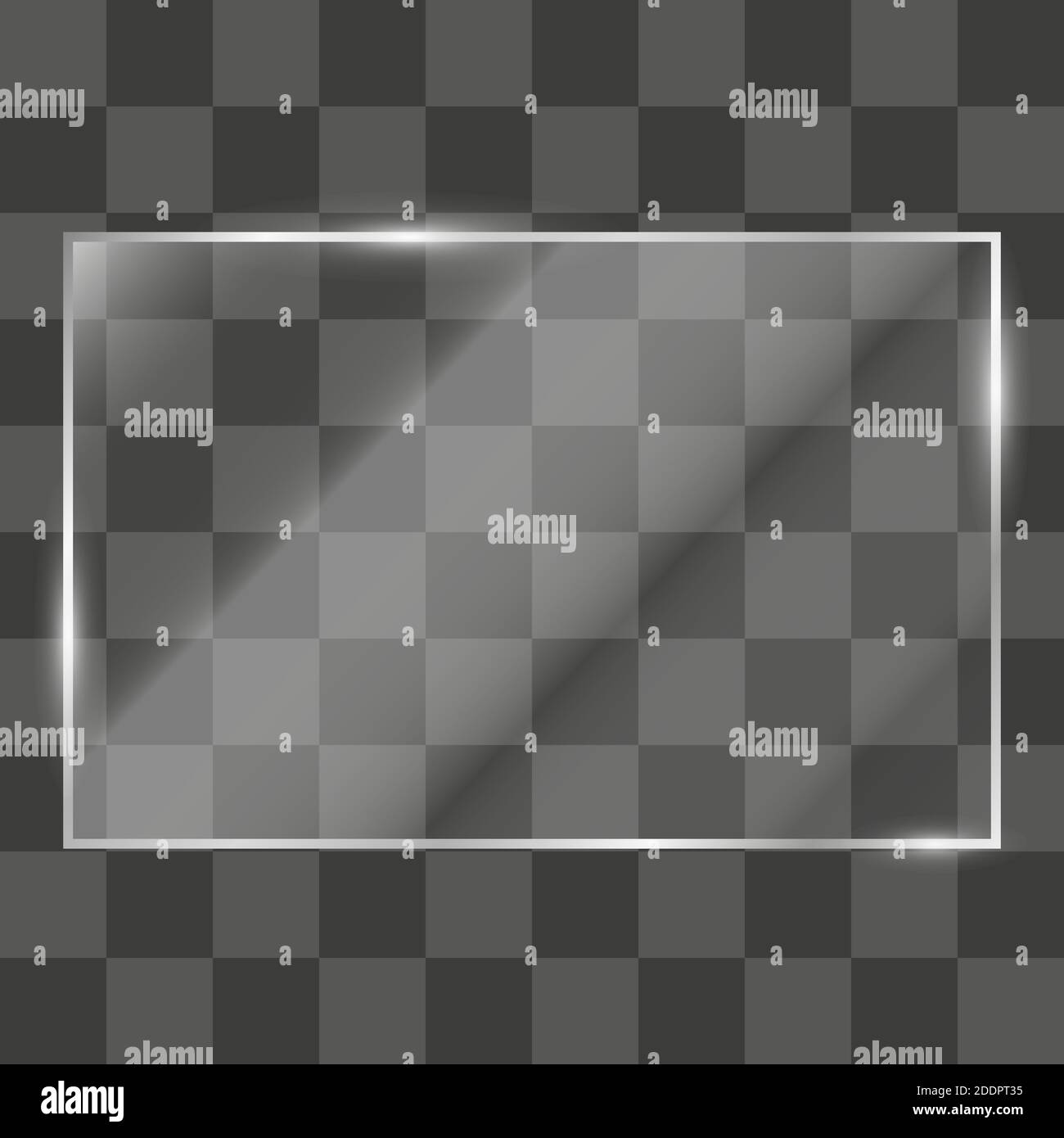 Rectangle glass plate, realistic transparent glass, window. Light ...