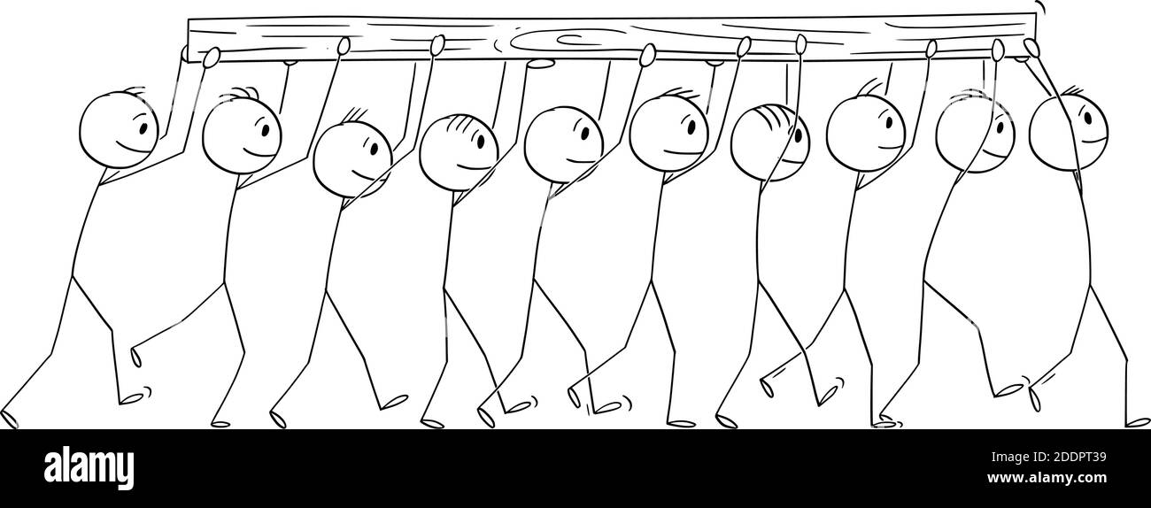 Vector cartoon stick figure illustration of team or group of men ...