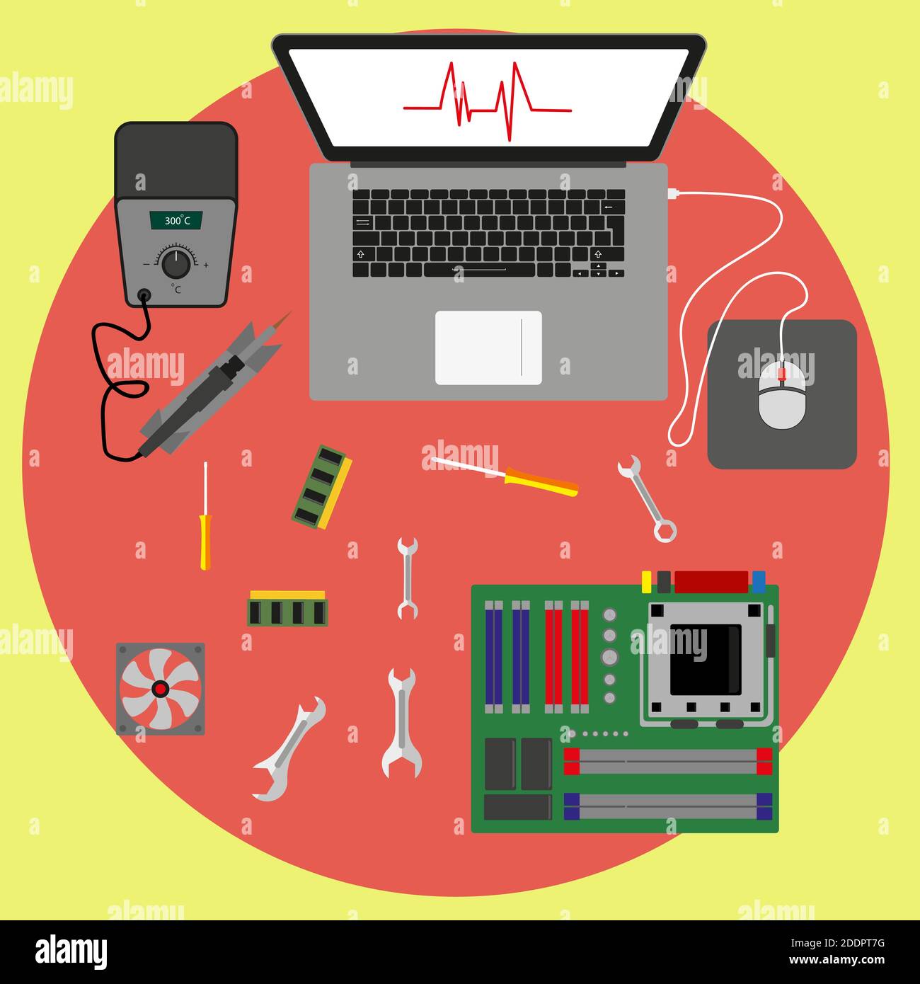 Computer repair. Computer workshop. Computer maintenance, maintenance ...