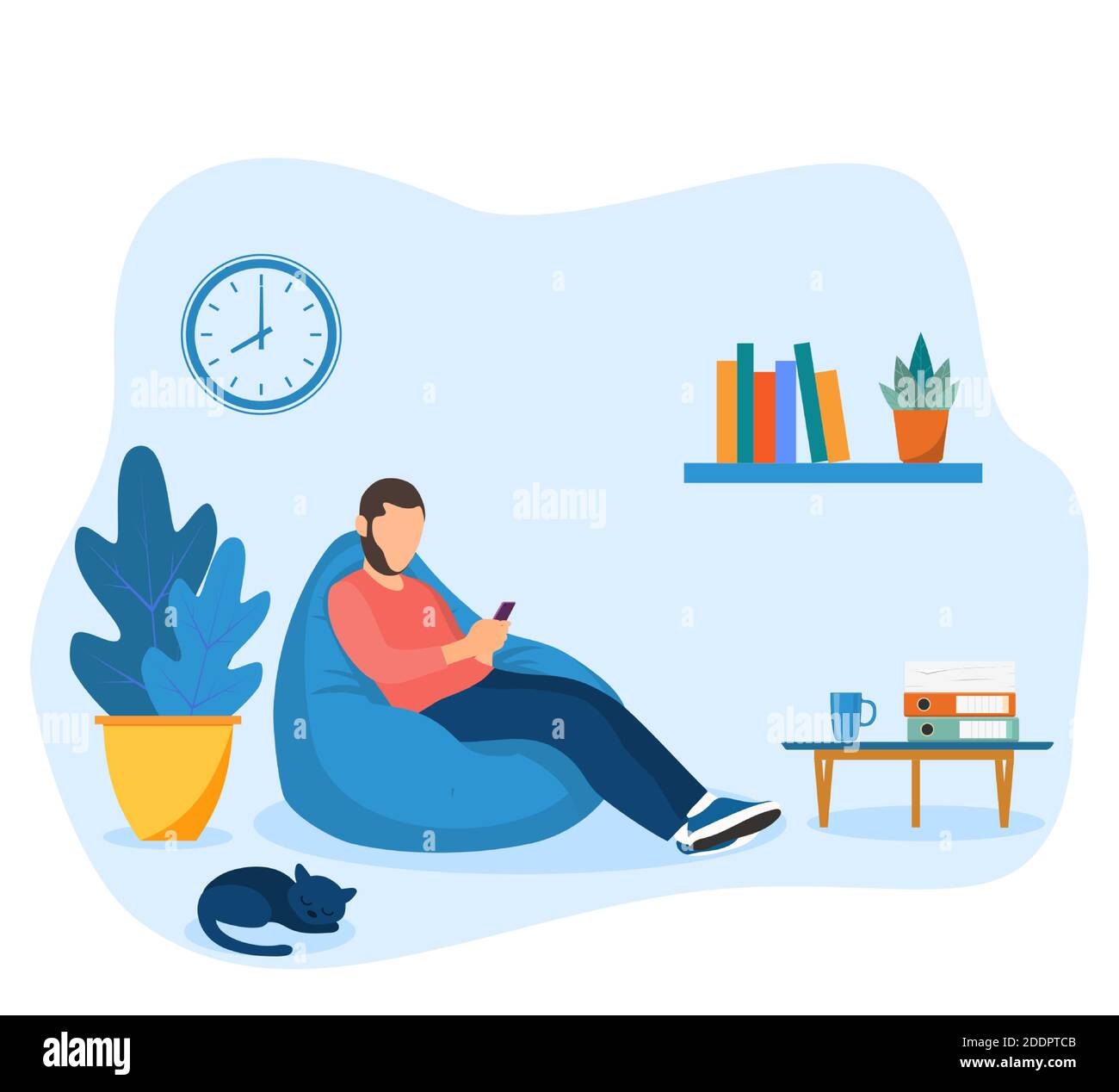 man using phone, sitting legs crossed Stock Vector Image & Art - Alamy