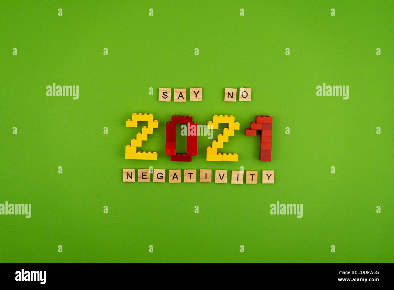 Say no to negativity phrase slogan lined with wooden letters. 2021 new ...