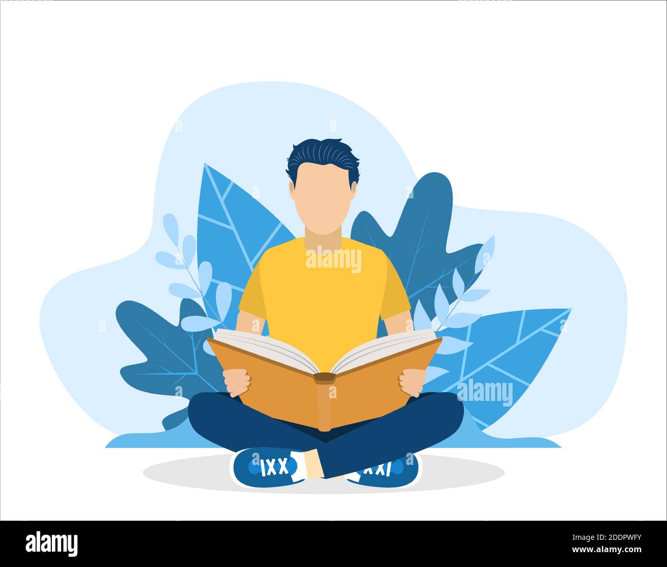 Young man reading book Stock Vector Image & Art - Alamy