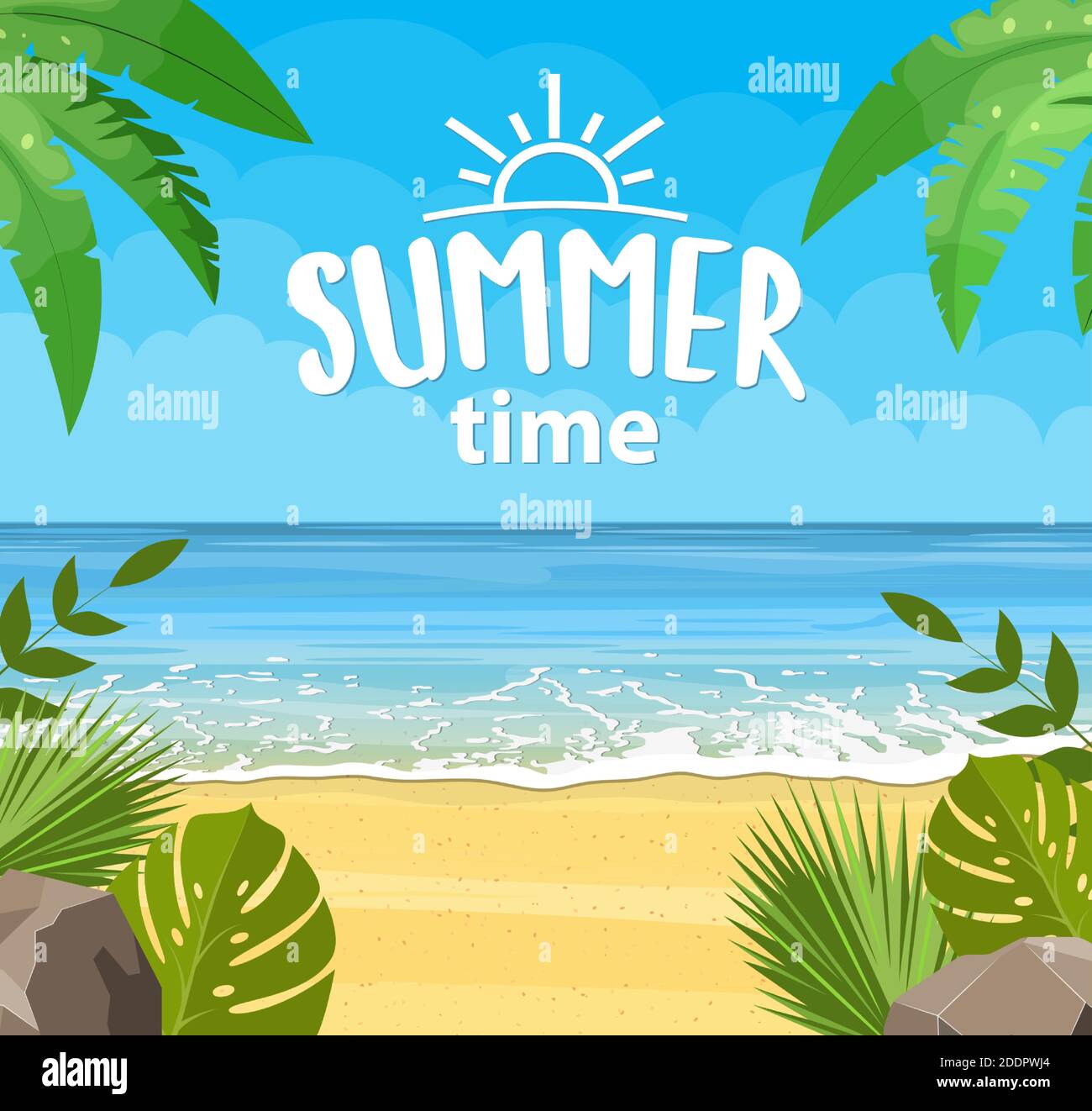 Clear beach landscape view Stock Vector Images - Alamy