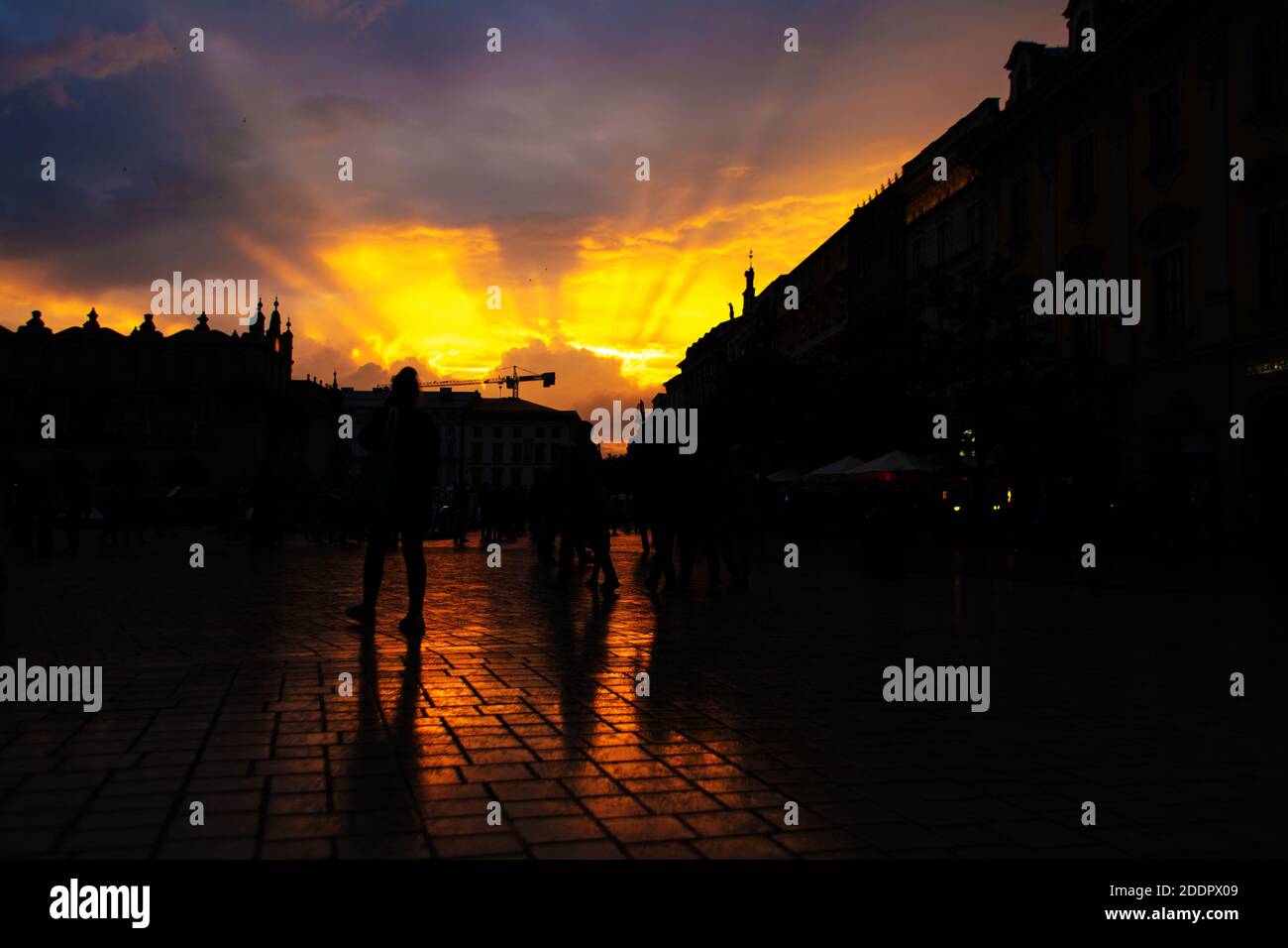 Beautiful sunset on the old town square Stock Photo - Alamy