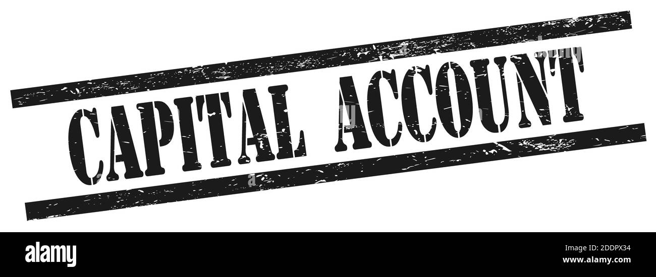CAPITAL ACCOUNT text on black grungy rectangle vintage stamp Stock ...