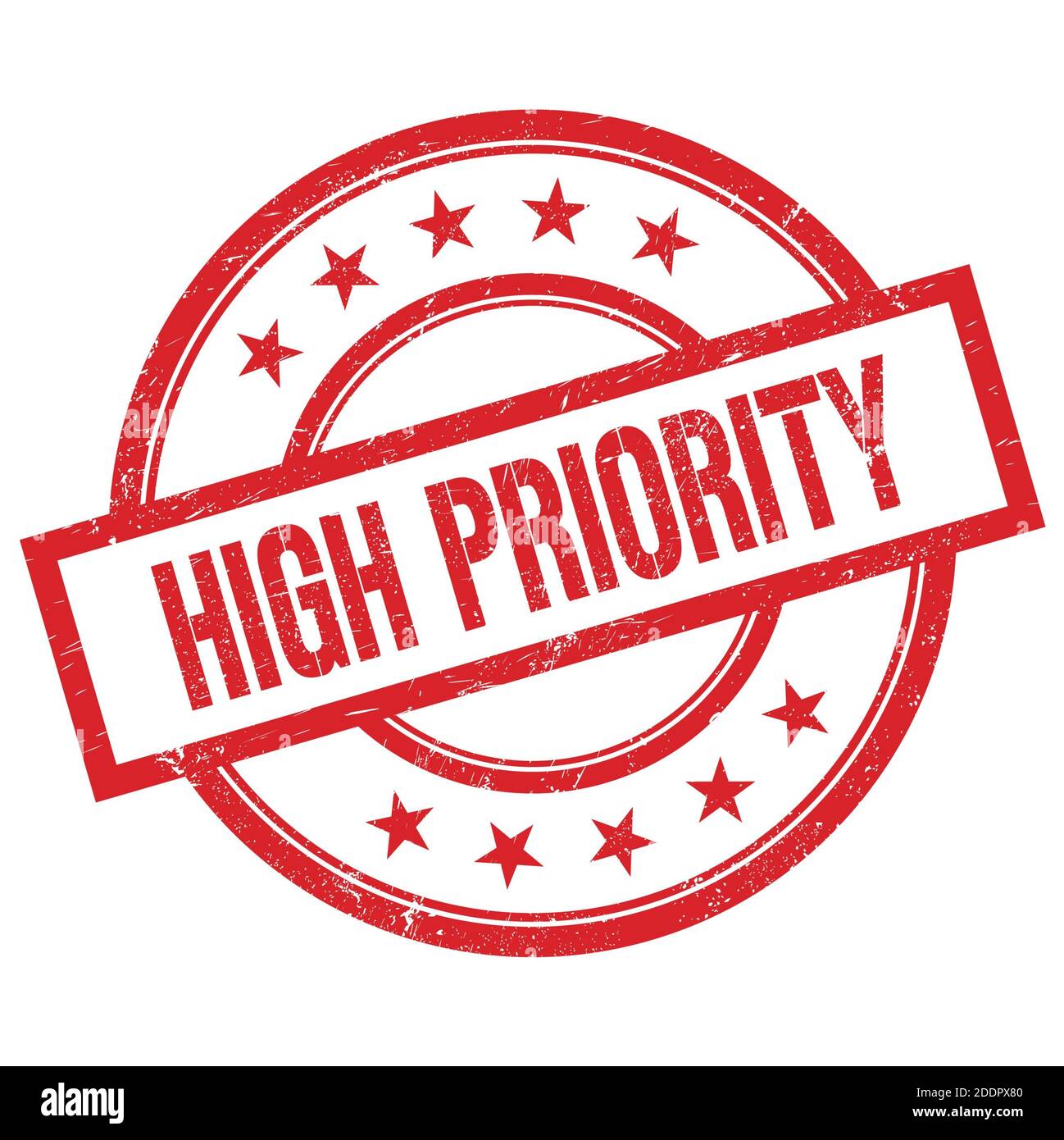 HIGH PRIORITY text written on red round vintage rubber stamp Stock ...