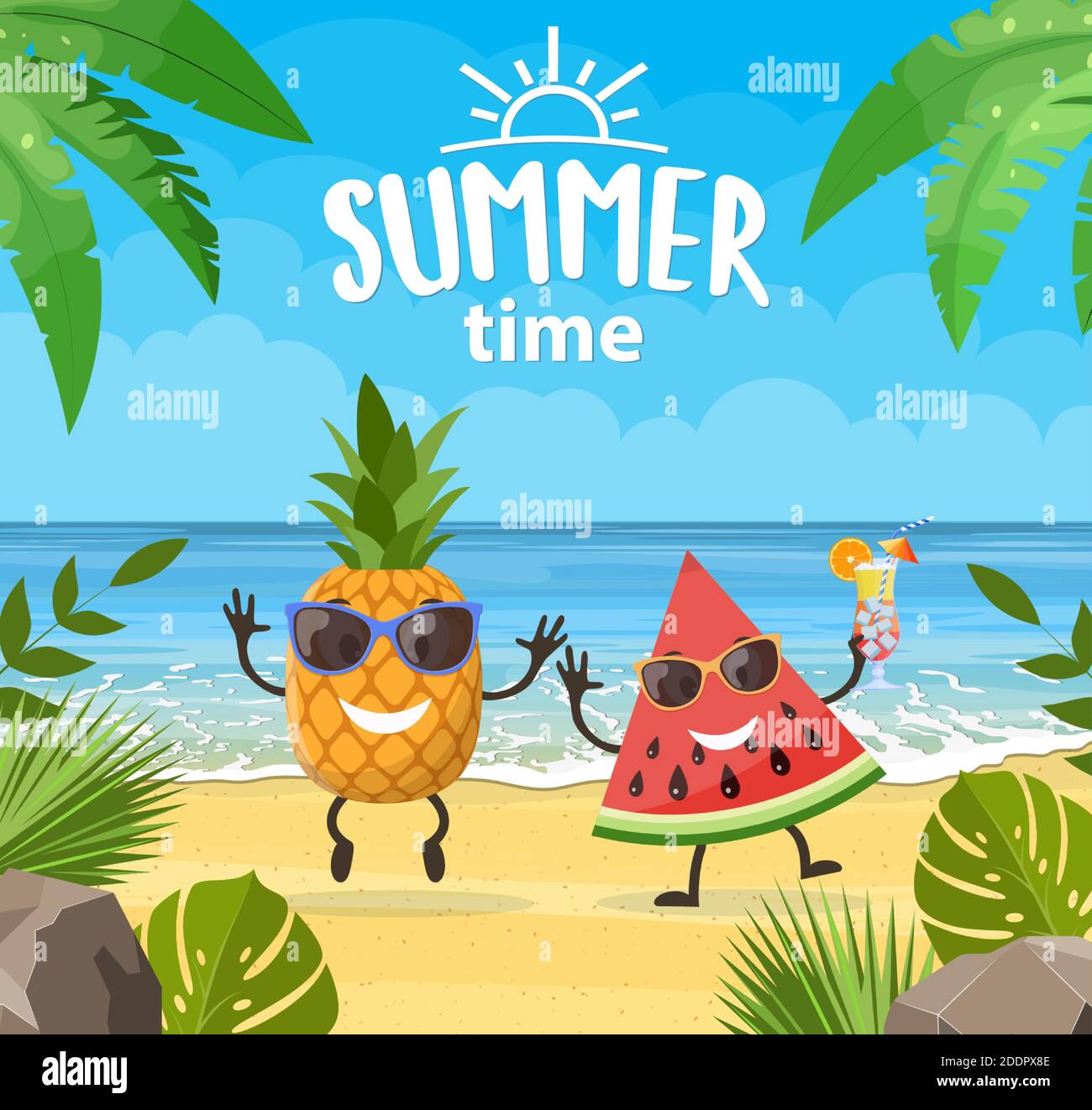 Summer banner pineapple watermelon Stock Vector Images - Alamy