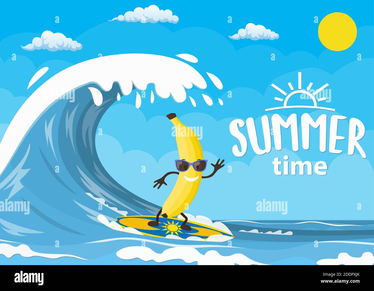 banana characters surfing on wave Stock Vector Image & Art - Alamy