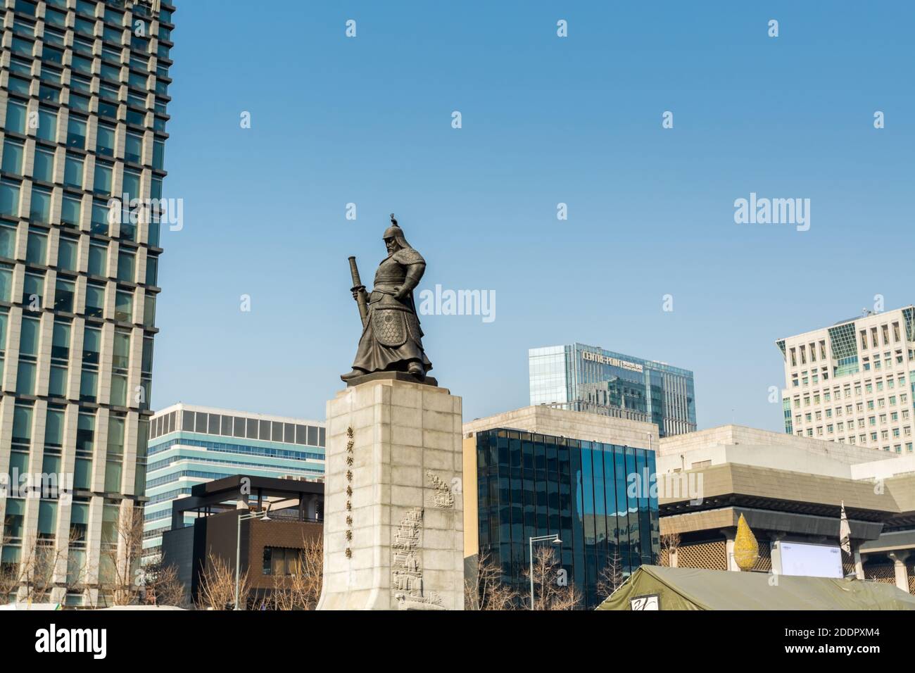 Statue of Yi Sunsin, a famous naval commander, famed for his victories ...