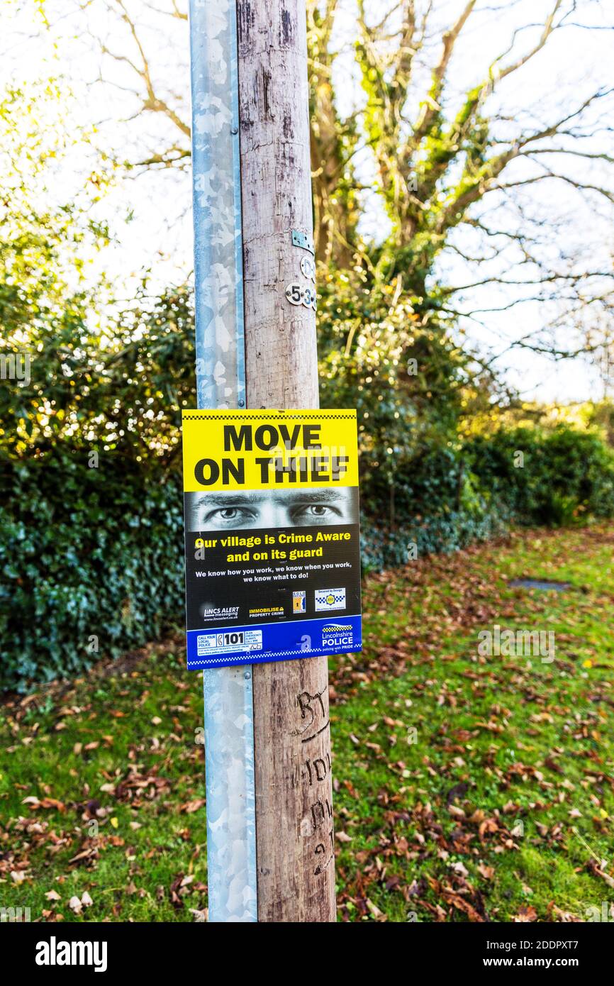 Move on thief sign, signs of visible security, Lincolnshire police sign ...