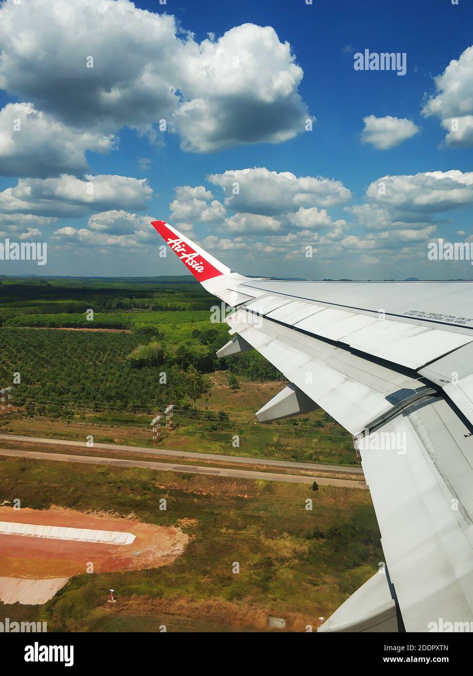 The view from the airplane window to the ground. Landscape view from ...