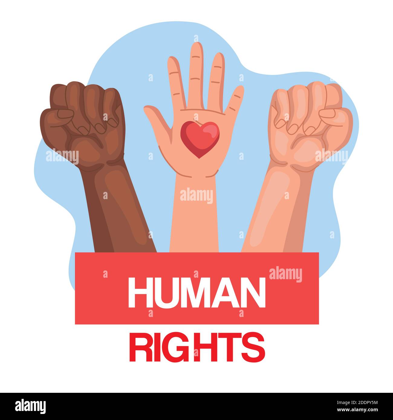 Human rights with fists and hand up with heart vector design Stock ...