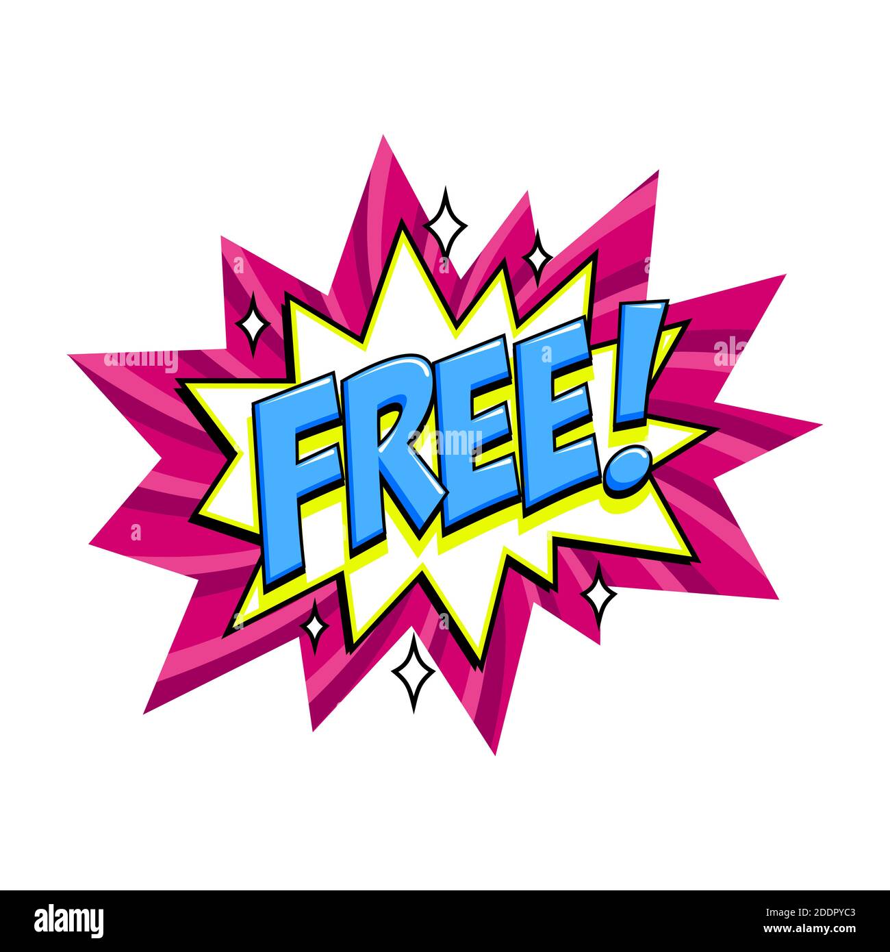 Free - vector comic style tag. Pink Free label on bang comic balloon ...