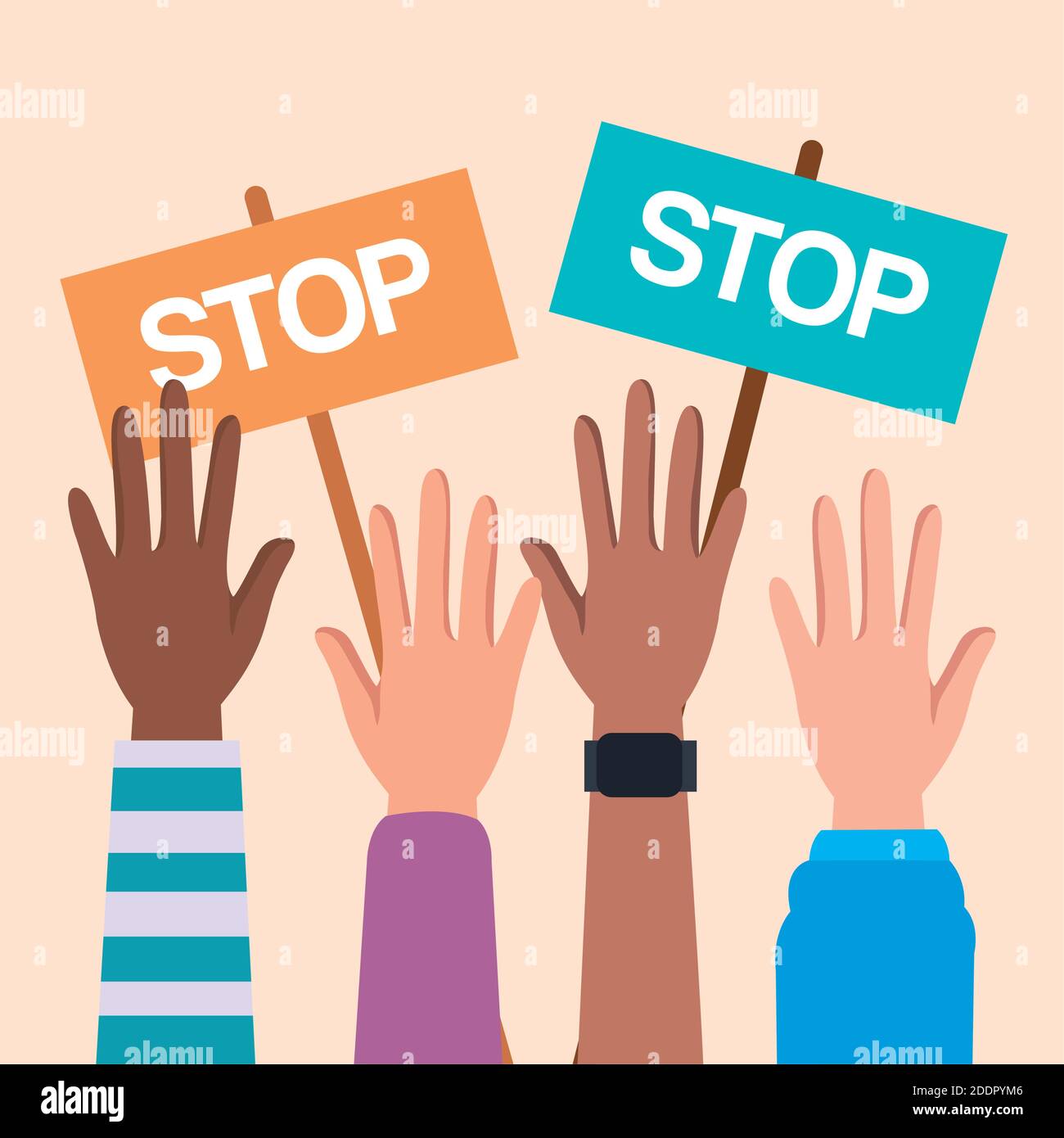 Human rights with hands up and stops banners vector design Stock Vector ...