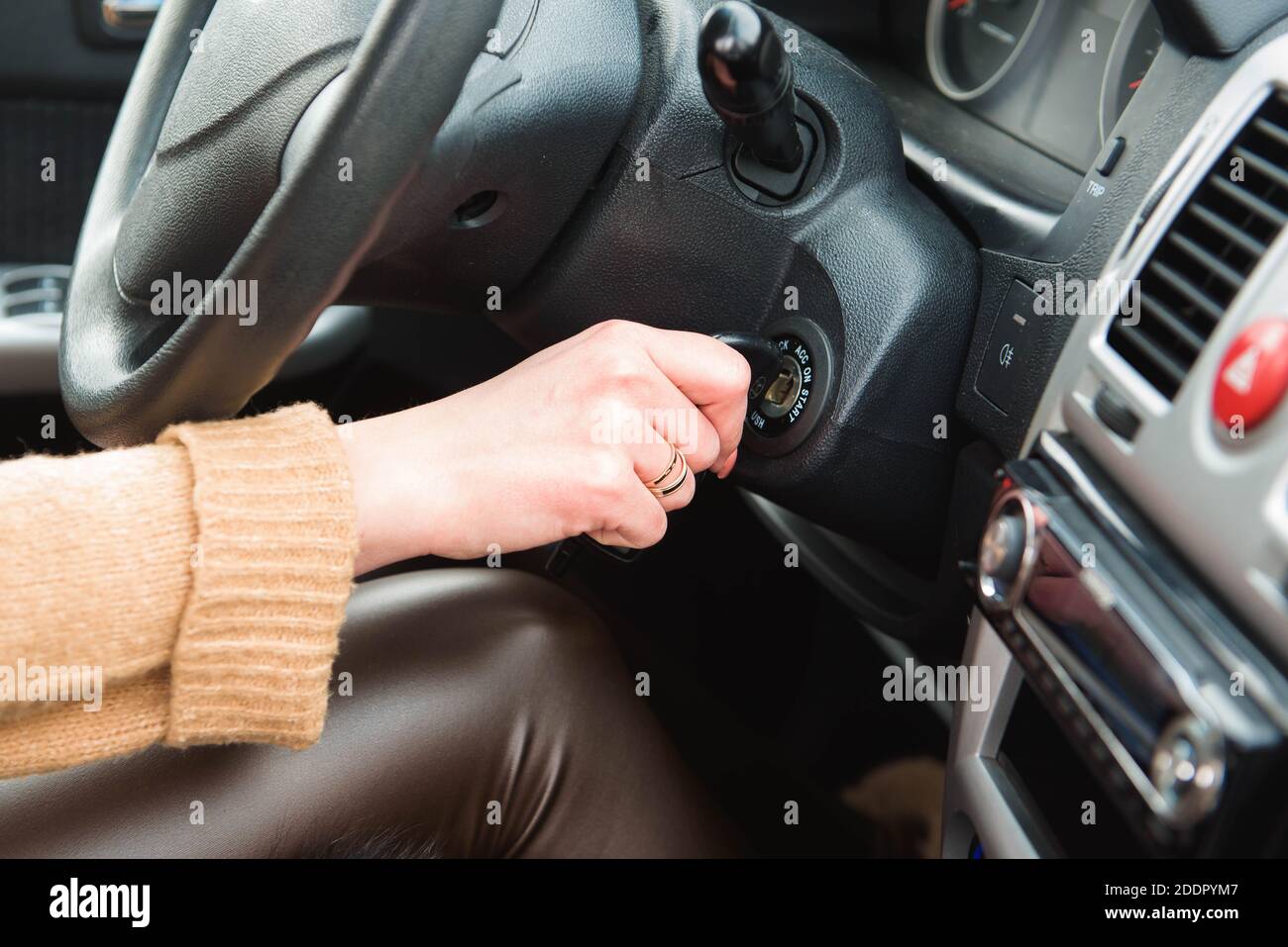 Young woman driving her car, lady drive the car casually Stock Photo ...