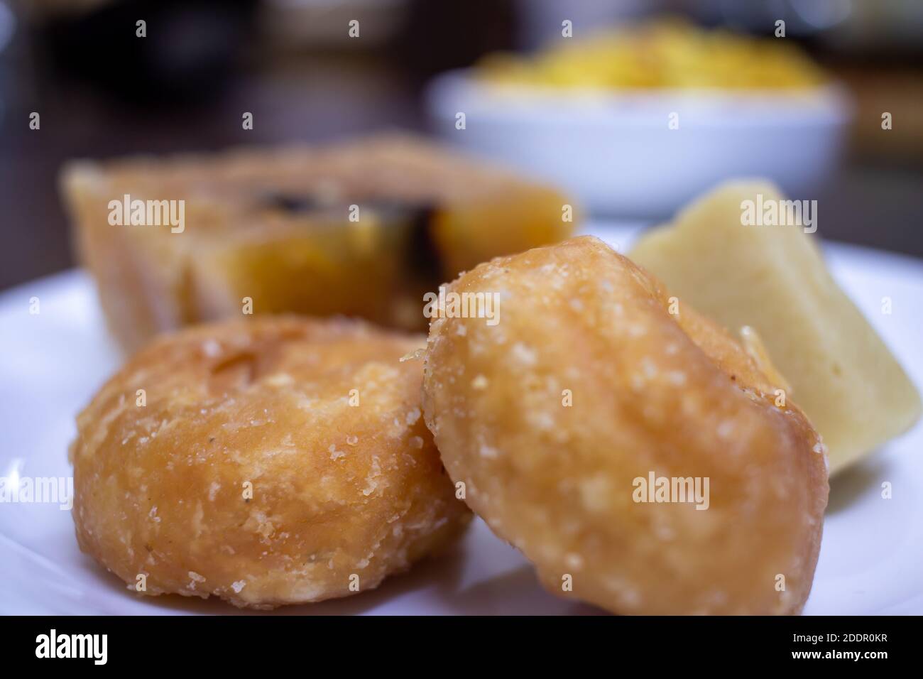 Traditional indian sweet dessert (badusa, fruit halwa, cashewnut cake ...