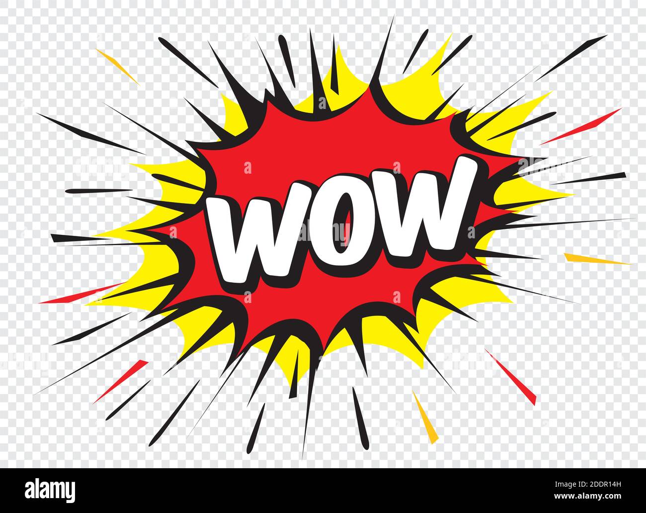 Colour comic speech bubble and wow space on transparent background ...