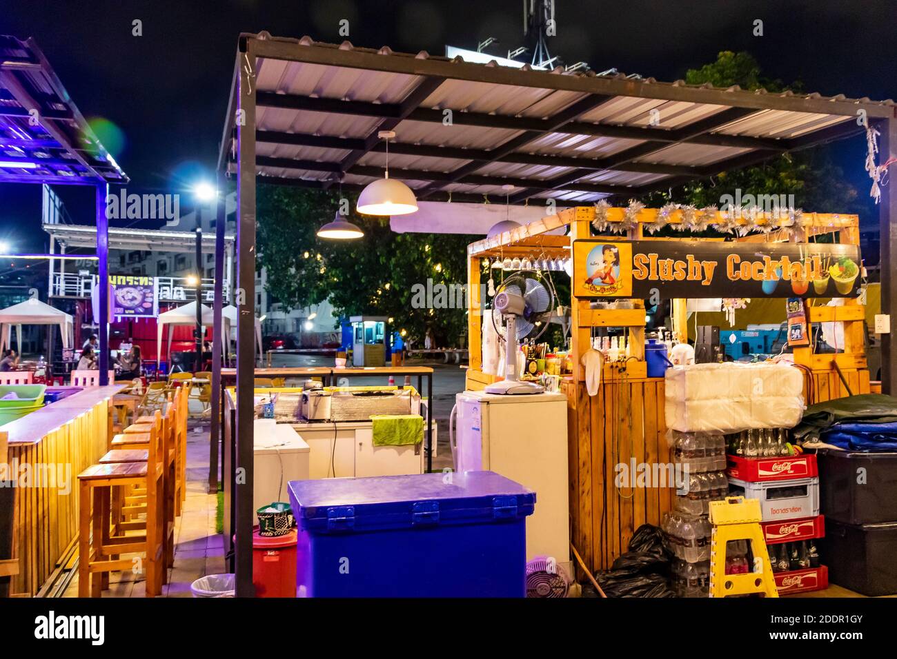 Typical Thai night market street food. The proud market RCA in Huai ...