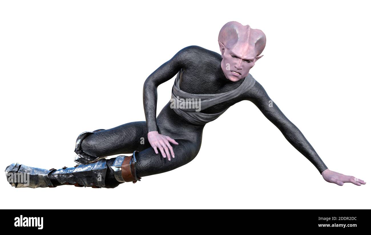 3D rendering of a fantasy alien isolated on white background Stock ...